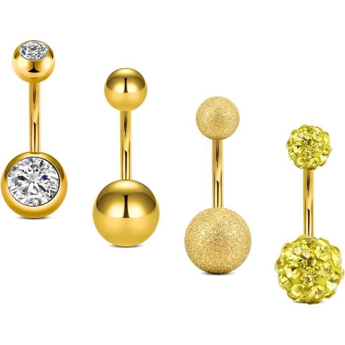 Piercing Nombril 14G 6-8-10-12-14Mm Acier Chirurgical Cz Perle Diamant ...