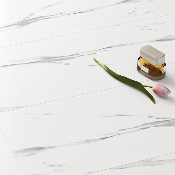 Dalle Pvc Adhesif Sol Effet Marbre Blanc 30X60Cm 5 Dalles Carrelage ...