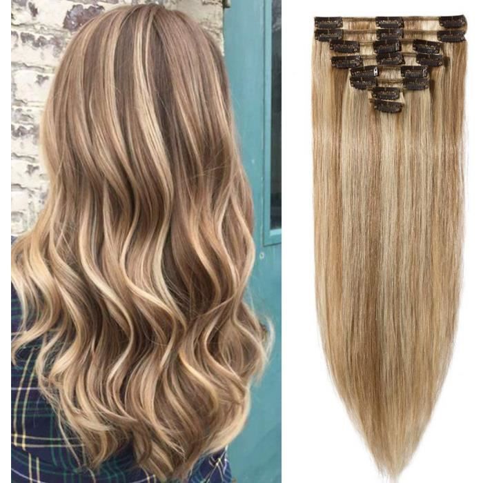 Extension Cheveux,No75, Clip Naturel Rajout 100% Humains Vrai 8 Mèches ...