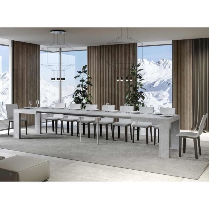 Table rectangulaire extensible 6 à 20 personnes L 160 à 420 cm gris ...