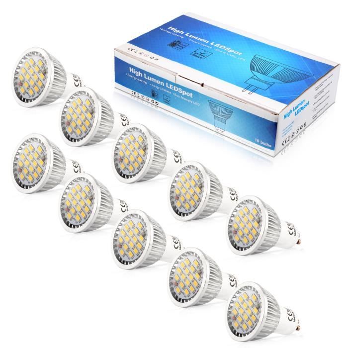 Elinkume Ampoule Spot Led 10x Gu10 6w équivalent à 40w Blanc Chaud