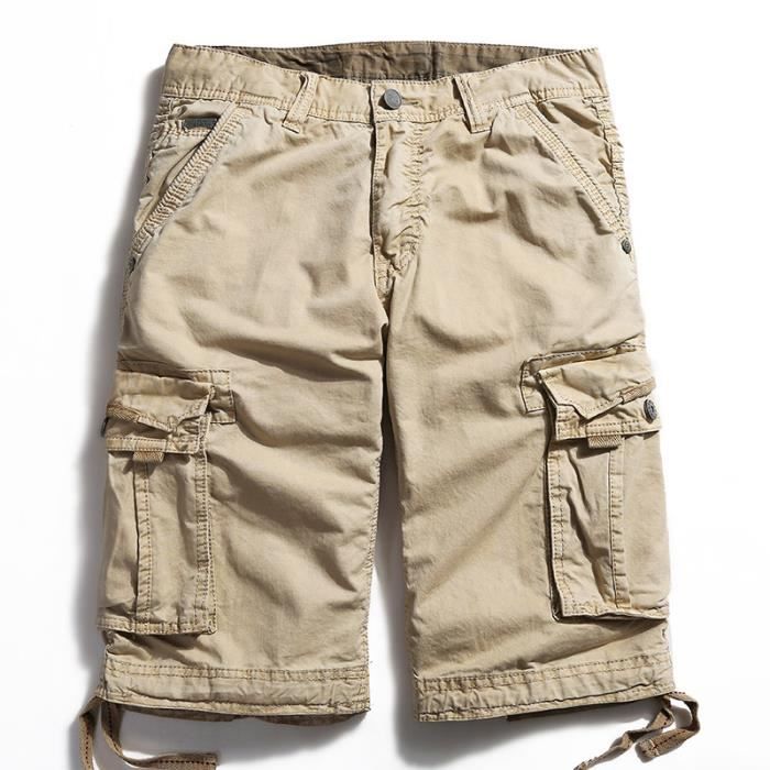 Bermuda Homme en coton Cargo Bermuda Hommes - Kaki Kaki - Cdiscount ...