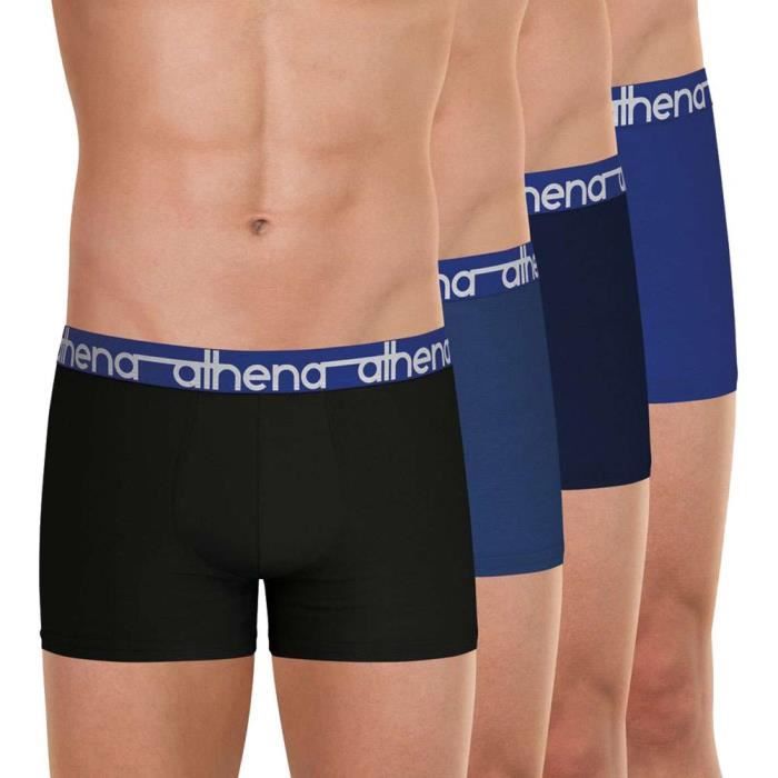 Boxers Homme ATHENA EASY JEAN Noir Bleu Marine - Lot de 4 - Coton Noir ...