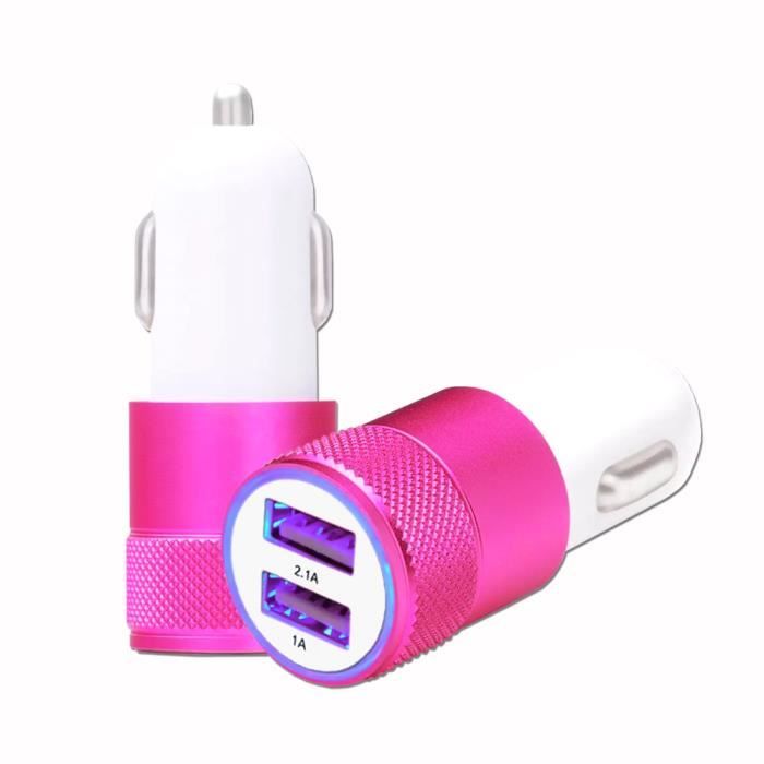 Chargeur Allume Cigare USB Rose de voiture Double Ports Ultra Rapide USB X2 Car Charger 12 24V pour Oppo Find X6 Cdiscount Telephonie
