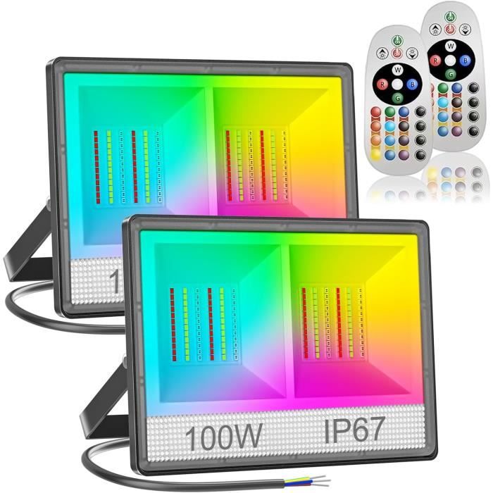Spot Led Couleur - 100W 2 Pack 2 In1 Rgb Projecteur Led Avec ...