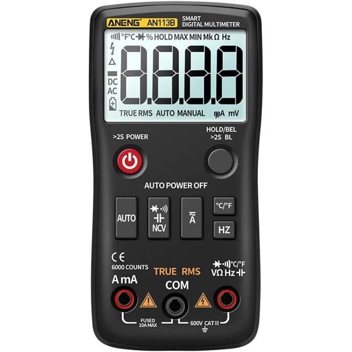 Multimètre Numérique An113B True Rms Avec Testeur De Température 6000 ...
