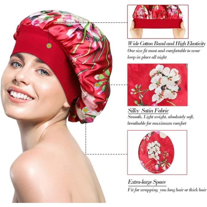 Lot De 4 Grands Bonnets De Sommeil Soyeux Pour Femme - Pour Soins Des ...