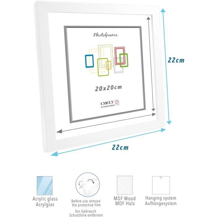 Cadre Photo 20X20Cm Mod-296 (Blanc- Pack 3 Unités) | Fabriqué En Bois, Largeur Du Cadre 1,5Cm ...