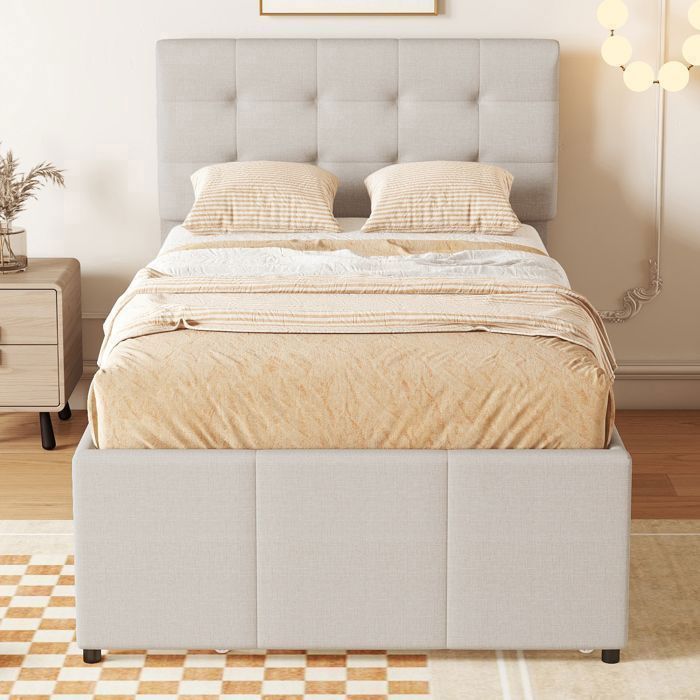 Lit Gigogne Rembourré - 90x200 cm - Lit d’appoint 90x190 cm - 3 Tiroirs ...