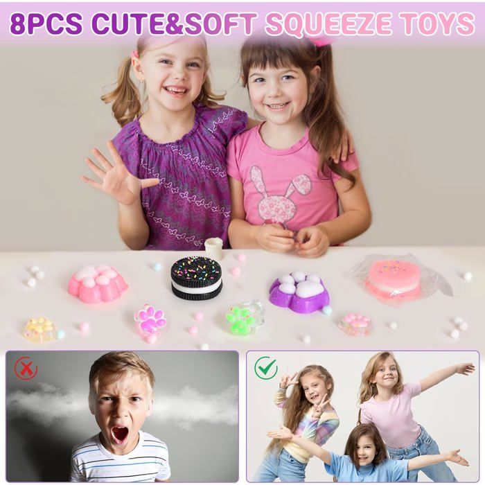 2 Pcs Biscuit Stress Relief Toy Et 6 X Squishy Patte De Chat Jouet ...