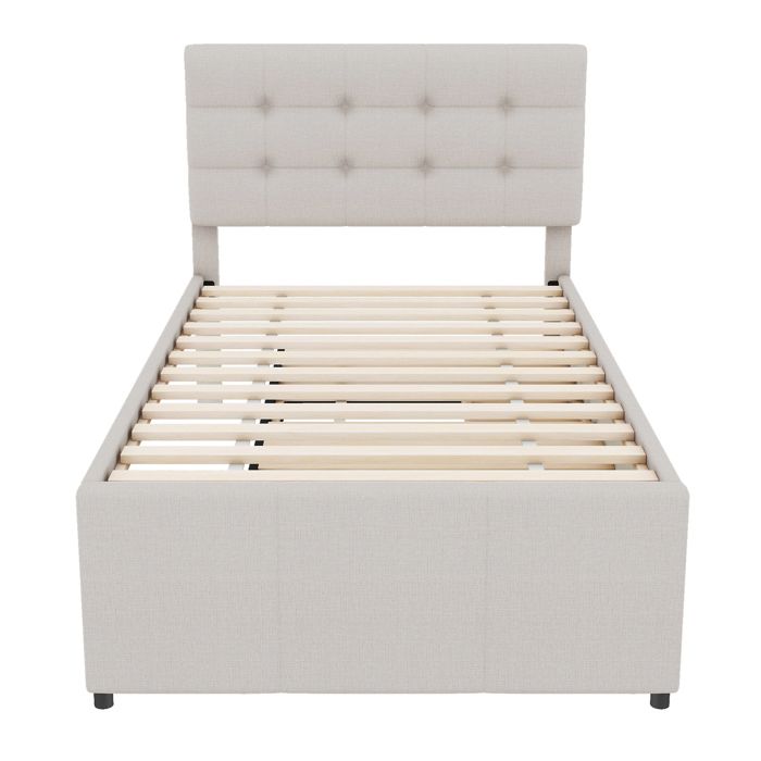 Lit Gigogne Rembourré - 90x200 cm - Lit d’appoint 90x190 cm - 3 Tiroirs ...