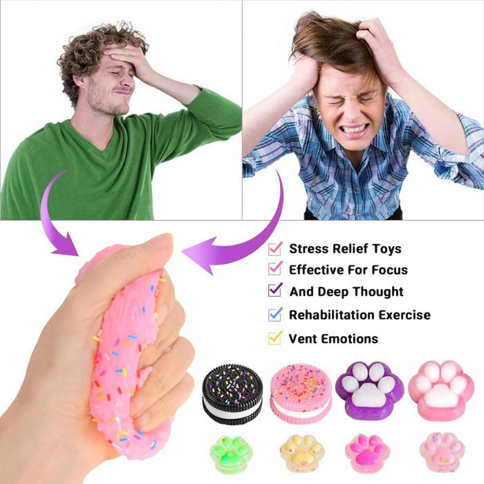 2 Pcs Biscuit Stress Relief Toy Et 6 X Squishy Patte De Chat Jouet ...