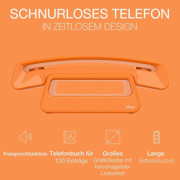 Téléphone fixe sans fil vintage - FEBEST - Grand écran graphique ...