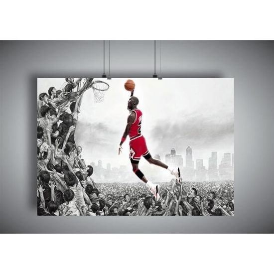Poster Michael Jordan Dunk Wall Art - A4 (21x29,7cm) - Cdiscount Maison