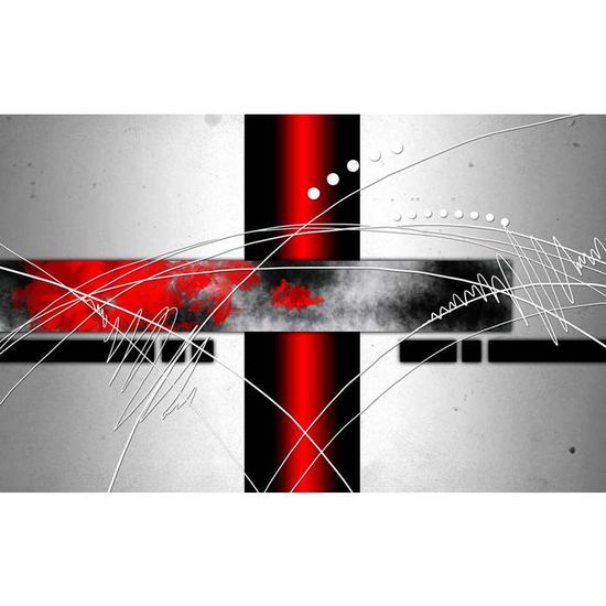 Tableau Deco - HXA DECO - Abstrait - 80x50 cm - Symétrie Rouge - Toile ...