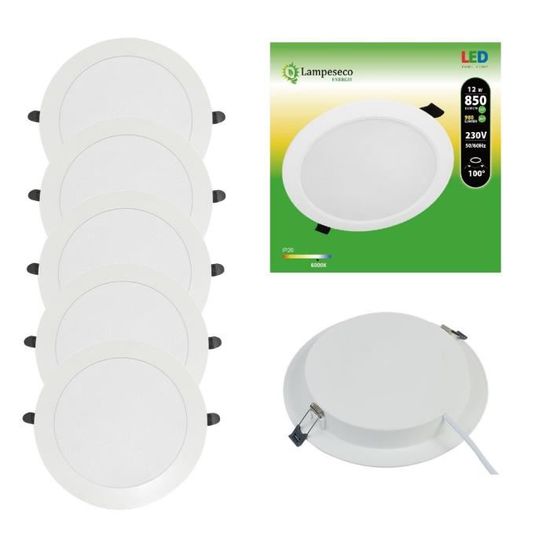Spot Encastrable LED Downlight Panel Extra-Plat 12W - LAMPESECOENERGIE - Blanc Froid 6000K - 850 ...