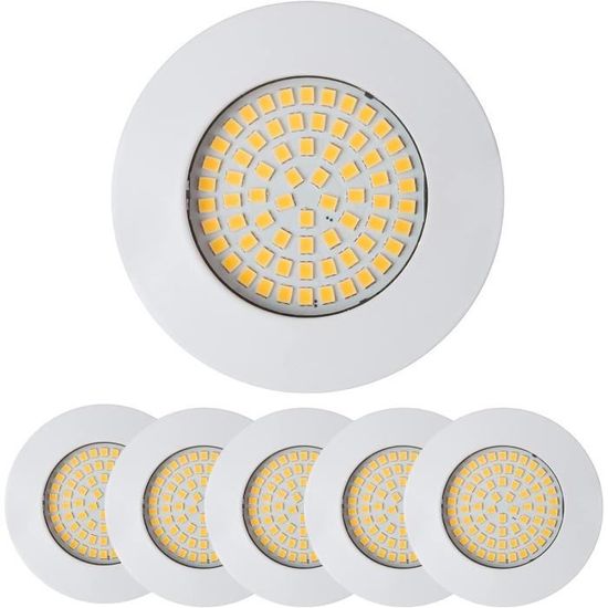 Lot De 6 Spots Led Encastrables Ultra Plats 400 Lumens 3,5 W 230 V Blanc Mat Blanc Chaud[J5337 ...