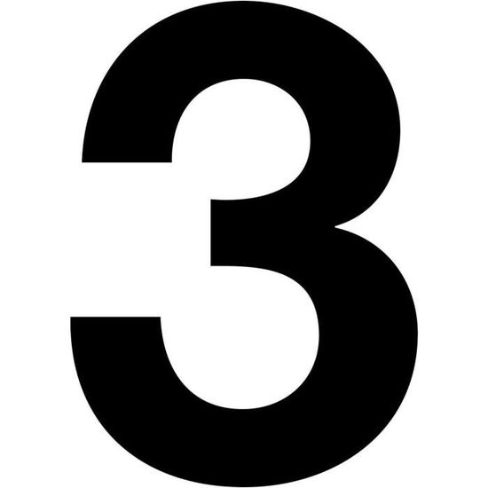 Autocollant Chiffre Numéro 3 - Noir - Hauteur 10 Cm - Numéro De Maison ...