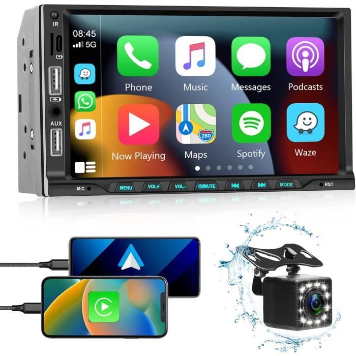 Autoradio 2 Din Sans Fil Carplay Sans Fil Android Auto Lien Miroir Type C Double Usb Bluetooth 5 ...