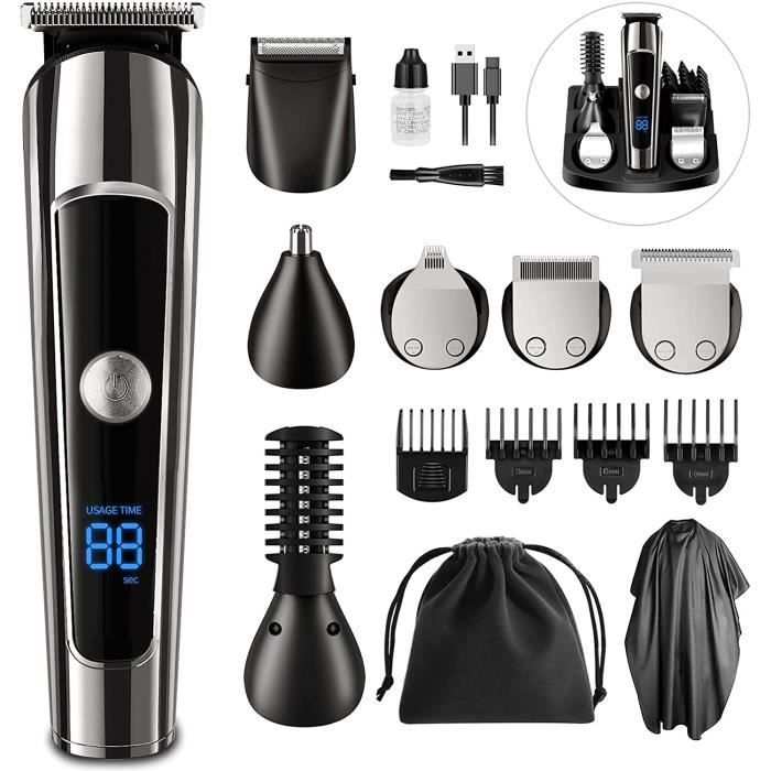 Tondeuse Cheveux Homme Professionnel,20 en 1 Tondeuse Barbe-Nez Oreilles Cadeau Homme,Rasoir ...