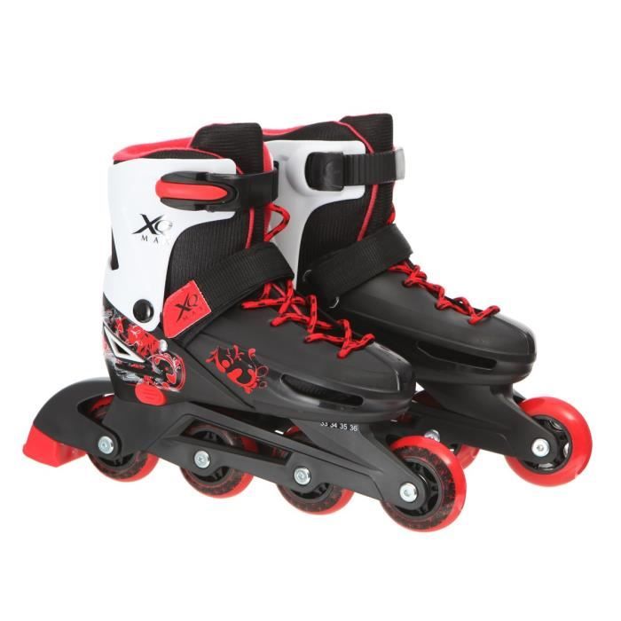 Rollers ajustables - XQMAX - Modèle Garçon - Noir et Rouge - Taille 33 ...