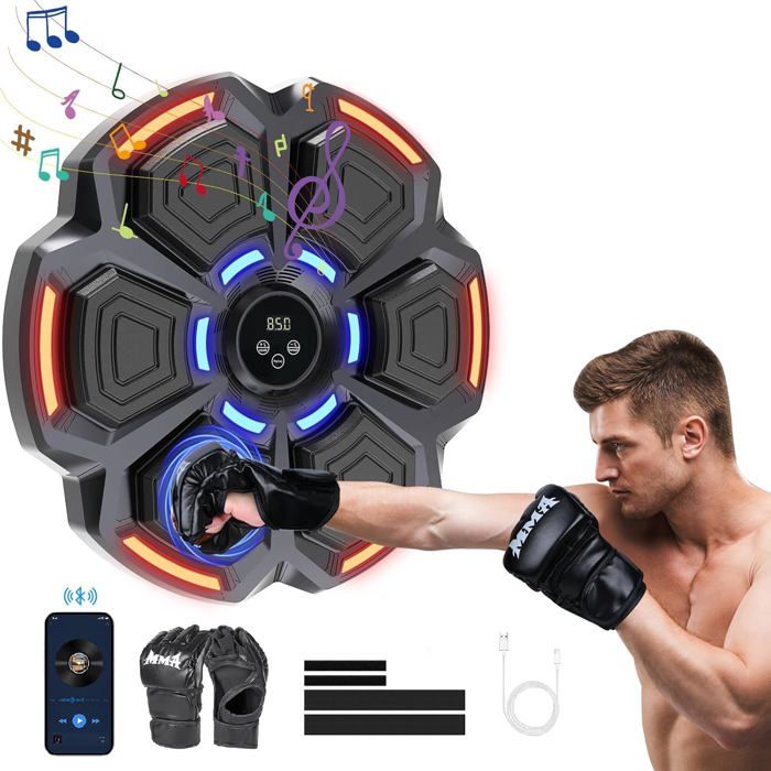 Machine de Boxe Musicale Adulte 9 Modes de Vitesse Cible Boxe Mural ...