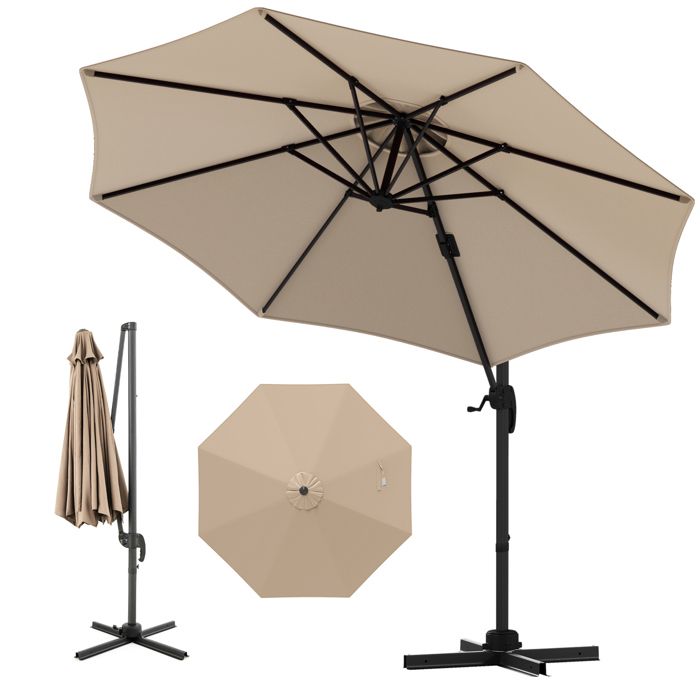 GOPLUS 294x248CM Parasol de Patio Pivotant avec Inclinaison Réglables ...