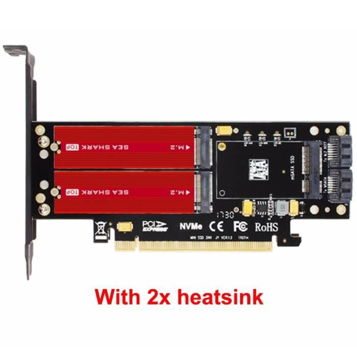WHITE - Adaptateur 3 En 1 M2 Nvme Ssd Ngff À Pcie 3.0x16, M Key B Key, Msata Pci Express 3.0 ...