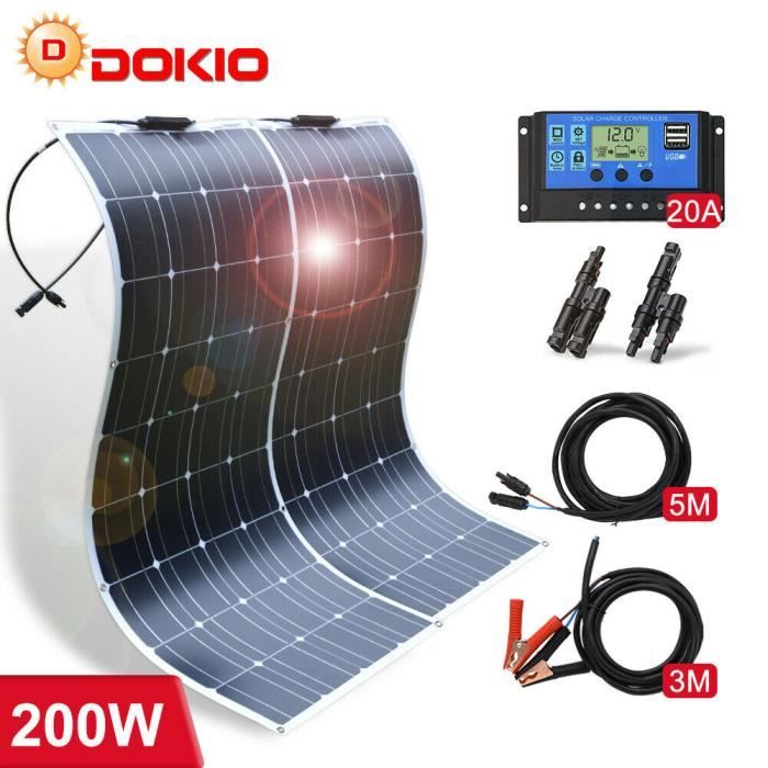 Panneau Solaire - Dokio - 200W - Semiflexible - Monocristallin - 18V/16V - Cdiscount Bricolage