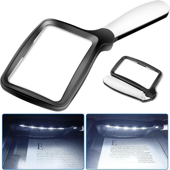 Loupe Avec Lumière 5 Led Grande Loupe De Lecture Pliante À Main Grossissement 3X Avec 2 Modes De ...