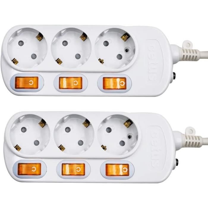 Multiprise Commutable À 3 Prises Multiprises - Sécurité Enfant - 1,5 M ...