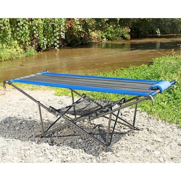 Hamac pliable portable Topnotch H900S-101 - Bleu/Gris - Oreiller ...