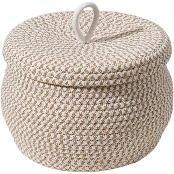 Panier Rond Avec Couvercle Décoratif En Corde De Coton Avec Couvercle ...