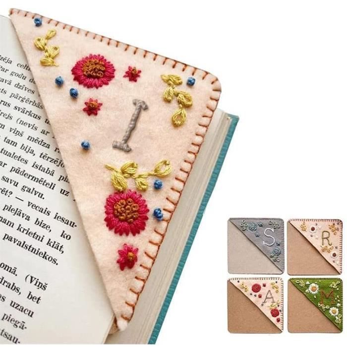 Marque Page d'angle Personnalisé Brodé à la Main, Marque Page en Feutre ...