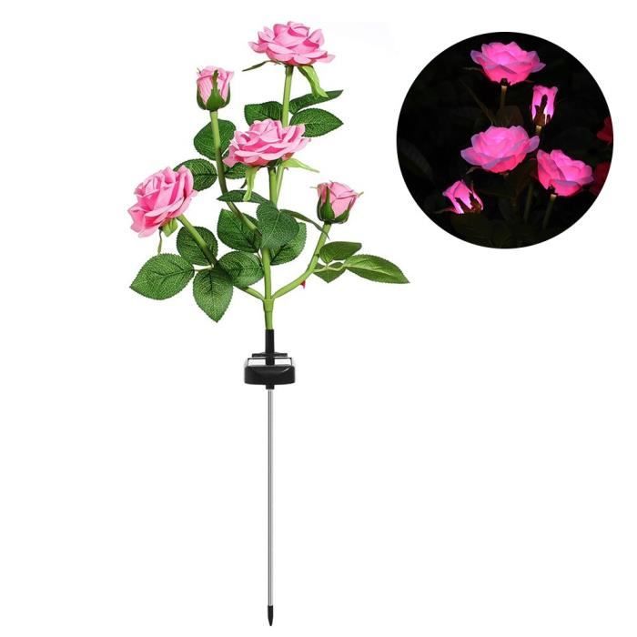 (Pink)Lampe LED Solaire Imperméable de Simulation de Roses Idéal pour ...