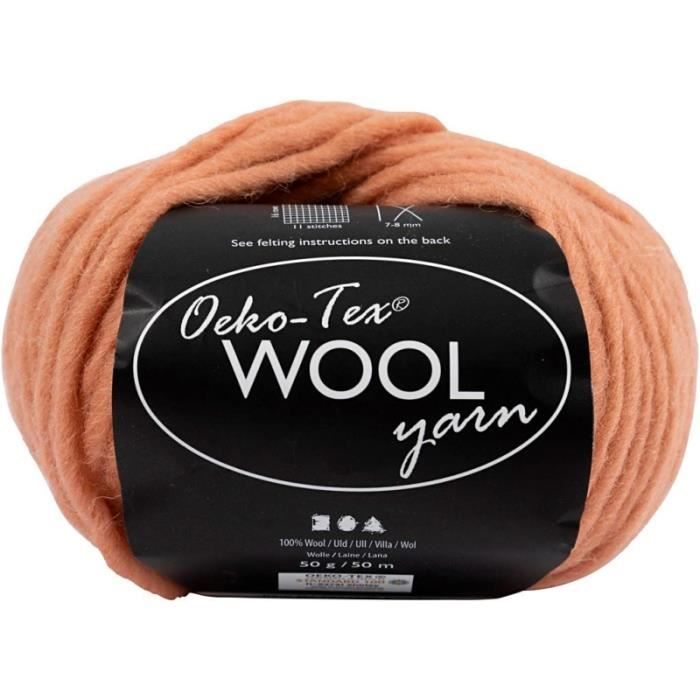 Pelote de laine - Creotime - Oeko-Tex Wool Yarn - 50 g - Couleur Beige ...