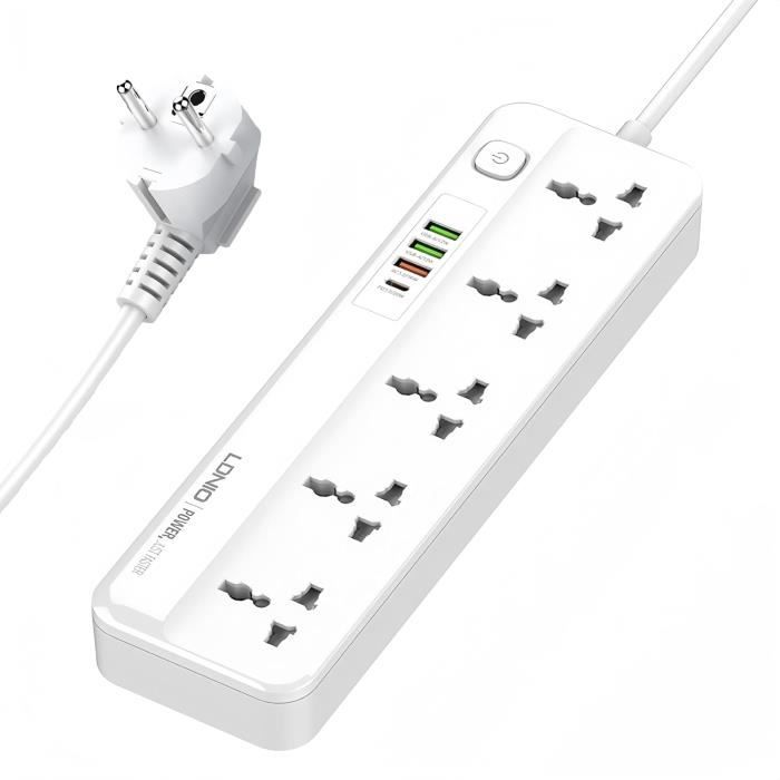 Multiprise Universelle Avec Interrupteur, 5 Prises Universelles, 1 X ...