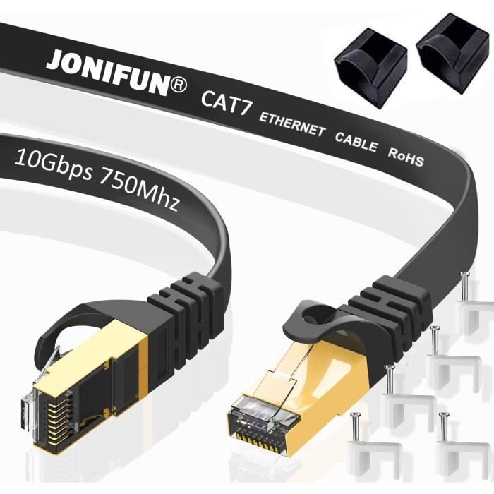 Câble Ethernet CAT7 Câble Réseau 10Gbps avec 650mHz Fiches RJ45 U-FTP ...