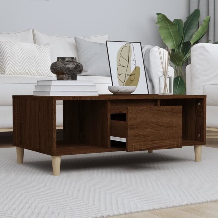 ETO- Table basse Chêne marron 90x50x36,5 cm Bois d'ingénierie ...