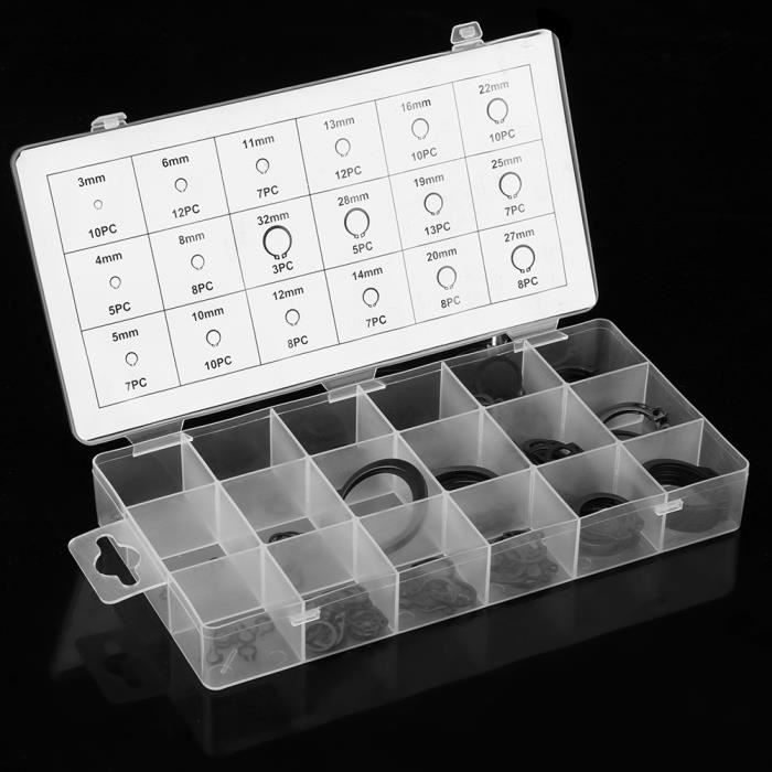 C clip 150pcs Snap Retaining Ring Circlip Assortiment Set 3mm-32mm 18 ...