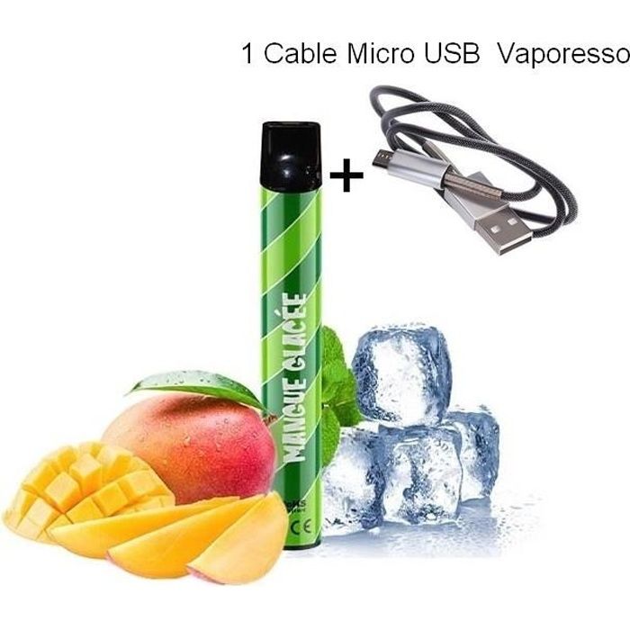 Liquideo – Wpuff – Mangue Glacée - Pack x2 - 1,7 % + 1 Cable Micro USB ...