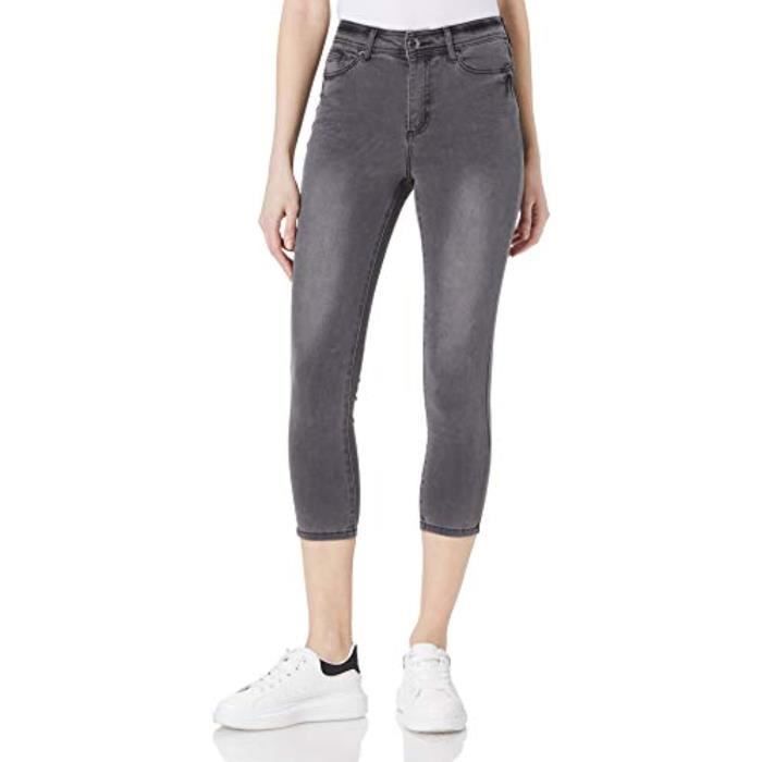 Jeans G1HJ9 Jean court super skinny taille mi-haute Noir - Cdiscount ...