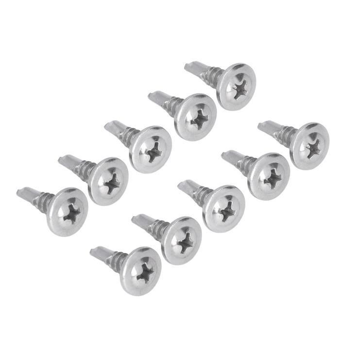 Qiilu Jeu de vis autoperceuses 200 pièces vis autoperceuses vis à tête ronde en acier inoxydable ...