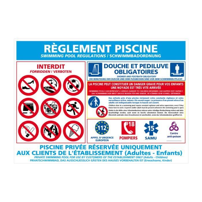 Panneau Règlement piscine - SIGNALETIQUE.BIZ FRANCE - 300 x 210 mm ...