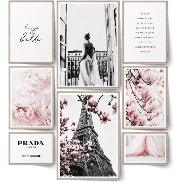 BLCKART Lot de 8 posters Infinity Rose Love - Élégants - Double face ...