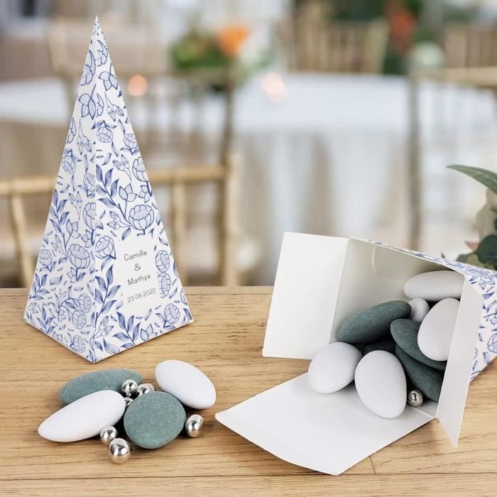 Boîtes à dragées ballotin bapteme communion mariage Cone ''Fleur bleue ...