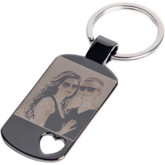 Porte Clef Rectangle avec Gravure Photo et Texte – Coeur ajouré sur ce ...