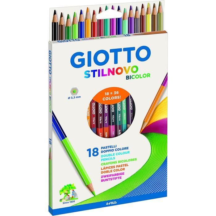 GIOTTO Stilnovo Bicolor - Etui 18 crayons de couleur309 - Cdiscount ...