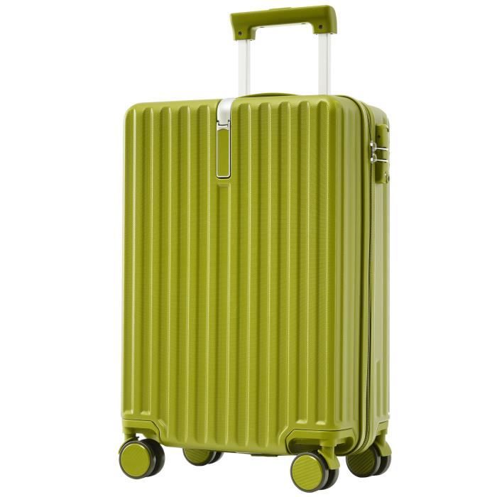 Valise rigide-trolley 4 roues-matériau ABS-55*36*21-vert moutarde