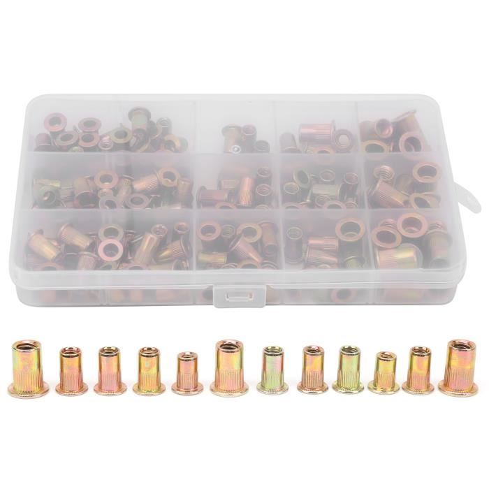 Crous à rivets 150pcs Jeu d'crous d'Insert à Rivet en Acier au Carbone Galvanisé 632 832 1024 ...